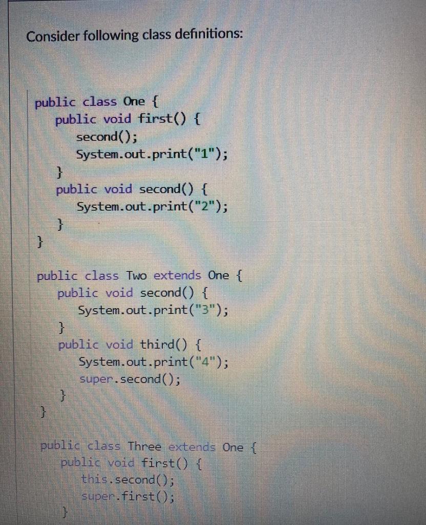 Solved Consider following class definitions: public class | Chegg.com Solved Consider following class definitions: public class | Chegg.com