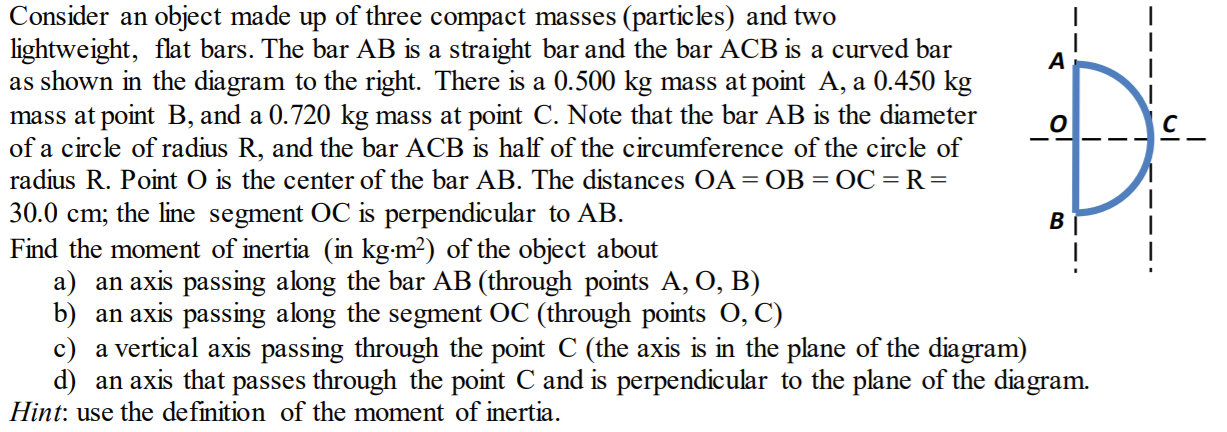 Solved Consider an object made up of three compact masses | Chegg.com