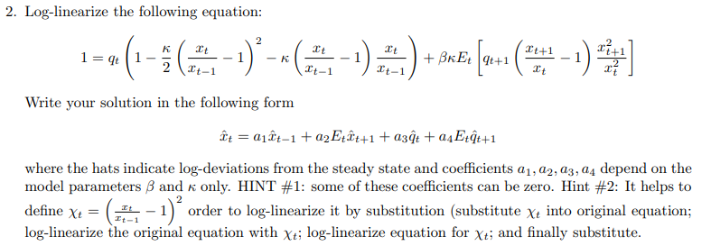 Solved Log-linearize the following | Chegg.com