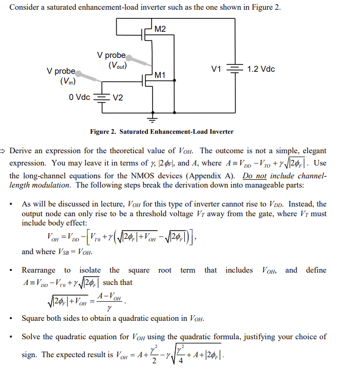 Solved Consider a saturated enhancement-load inverter such | Chegg.com