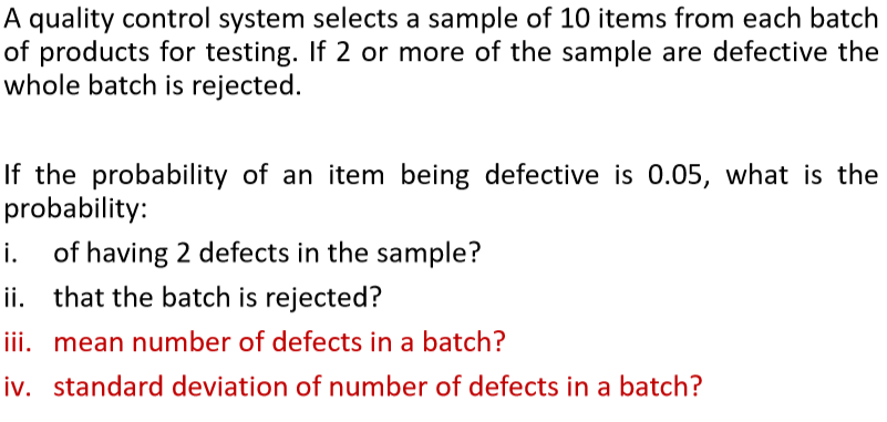 Solved A quality control system selects a sample of 10 items | Chegg.com
