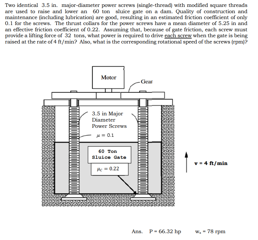Solved Two identical 3.5 in. major-diameter power screws | Chegg.com