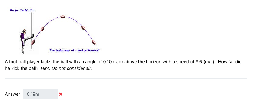 Solved Projectile Motion The trajectory of a kicked football | Chegg.com
