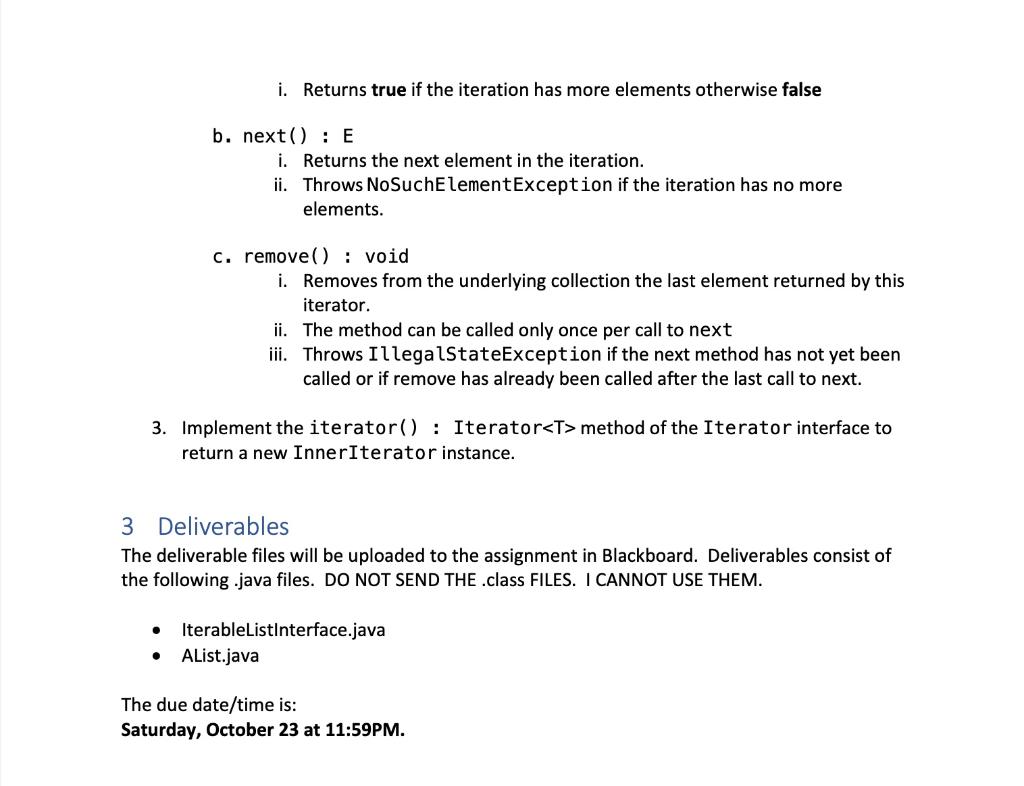 Solved Assignment 6-Iterator Implementation for a List with | Chegg.com