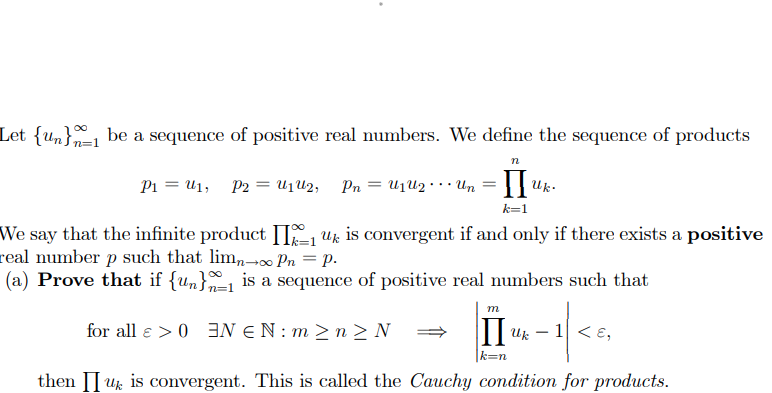 Solved Let {un}n=1∞ be a sequence of positive real numbers. | Chegg.com