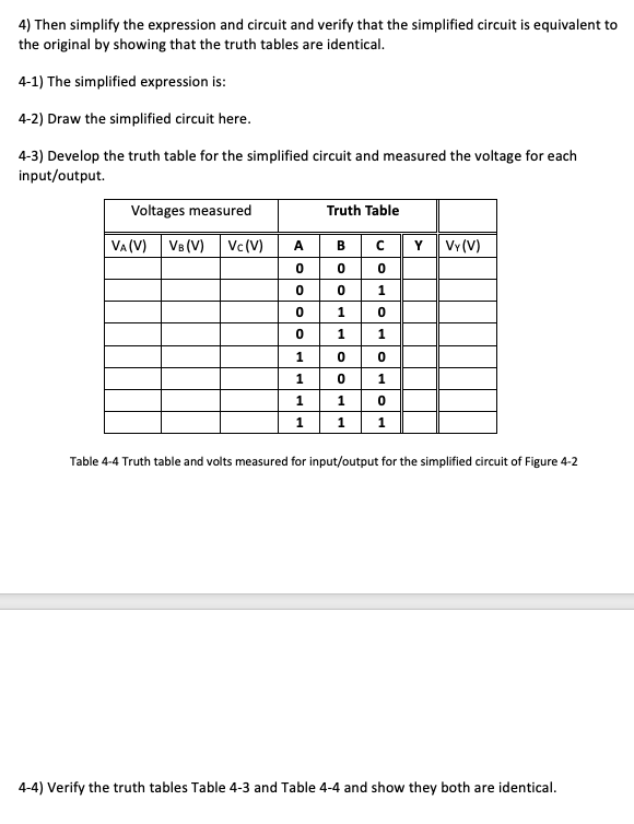 EXPERIMENT \# 4: Combinational Logic Circuits | Chegg.com