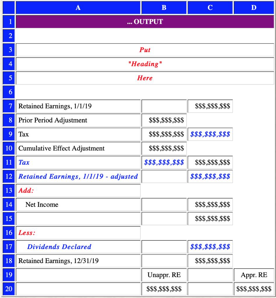 Prepare A Data Input Section In The Exact Order As