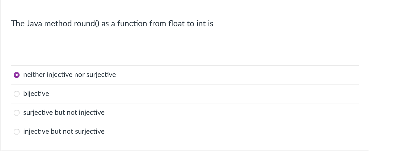 Solved The Java method round() as a function from float to | Chegg.com