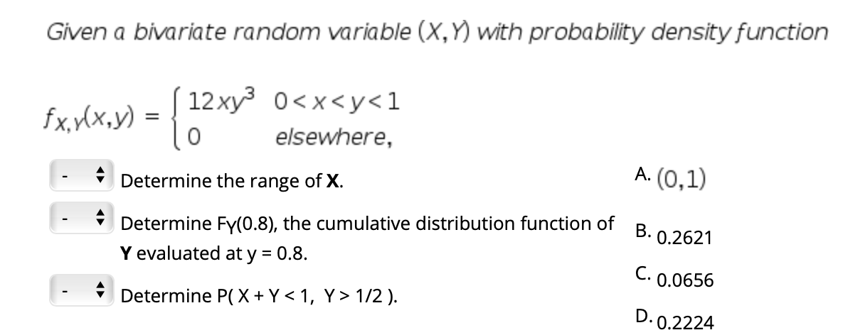 Solved Given a bivariate random variable (X,Y) with | Chegg.com