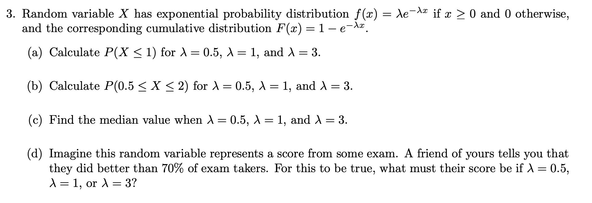 Solved Random variable x ﻿has exponential probability | Chegg.com