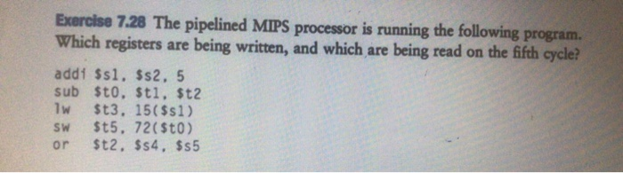 Solved Exercise 7.28 The pipelined MIPS processor is running | Chegg.com