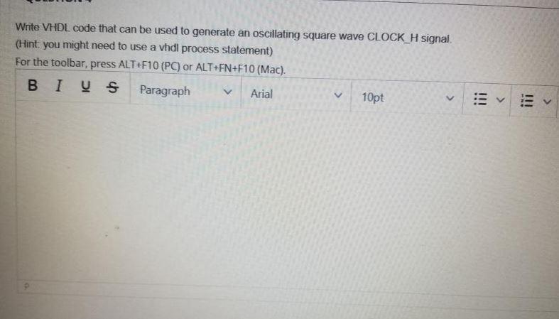 Solved Write VHDL code that can be used to generate an | Chegg.com