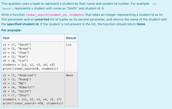Solved This question uses a tuple to represent a student by | Chegg.com