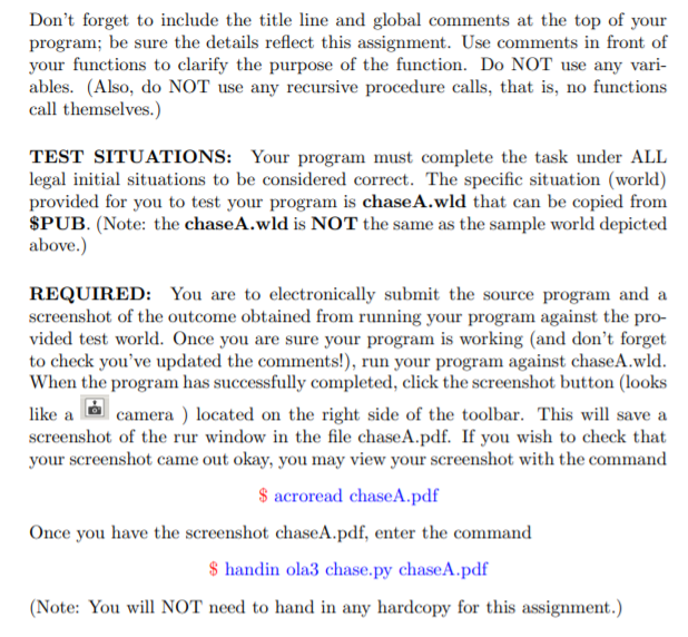 TASK: Program Reeborg to run a steeplechase. In this | Chegg.com