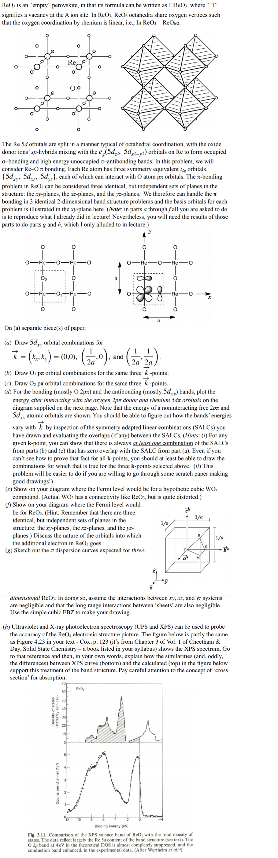 ReO3 is an "empty” perovskite, in that its formula | Chegg.com