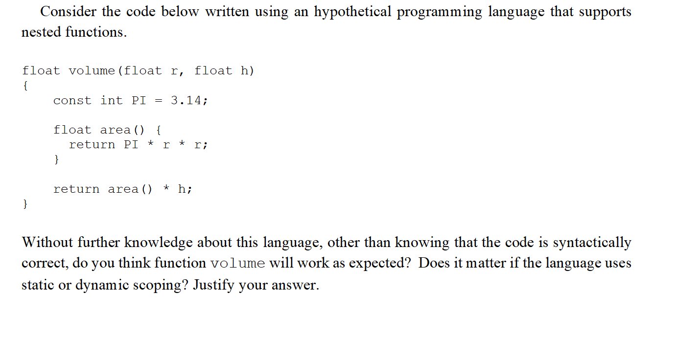Solved Consider the code below written using an hypothetical | Chegg.com