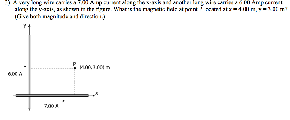 Solved 3) A very long wire carries a 7.00 Amp current along | Chegg.com