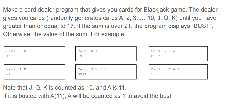 Solved Make a card dealer program that gives you cards for | Chegg.com