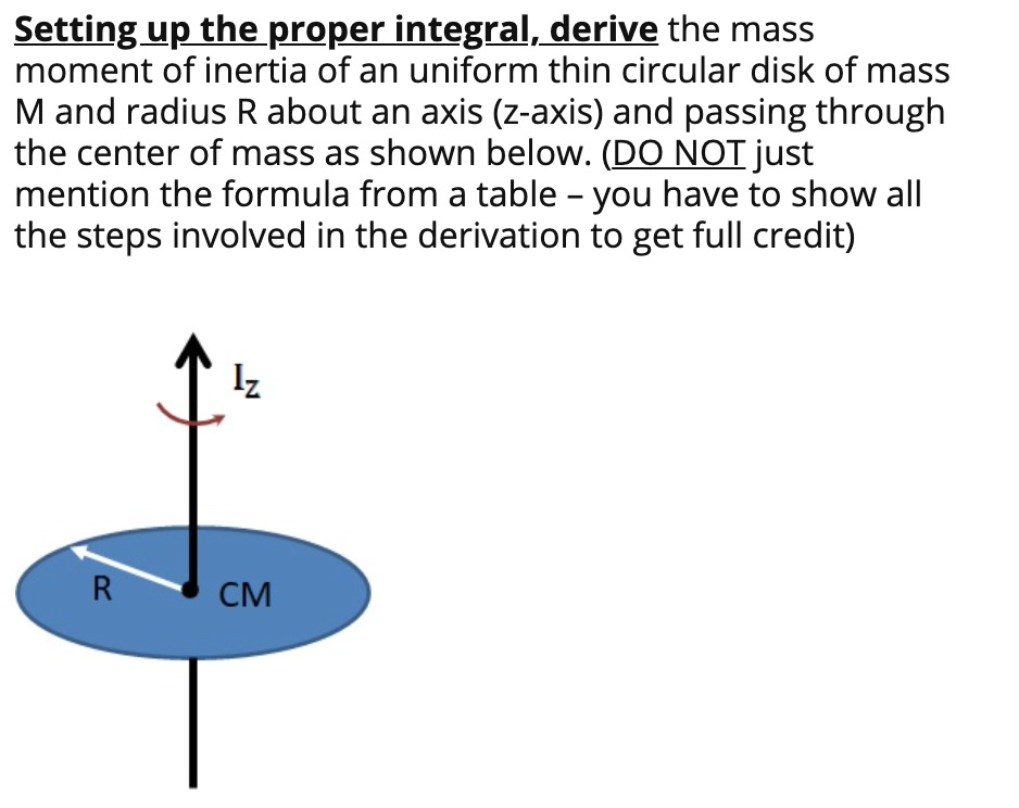 Solved Setting up the proper integral, derive the mass | Chegg.com