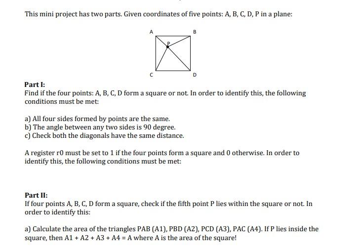 This mini project has two parts. Given coordinates of | Chegg.com