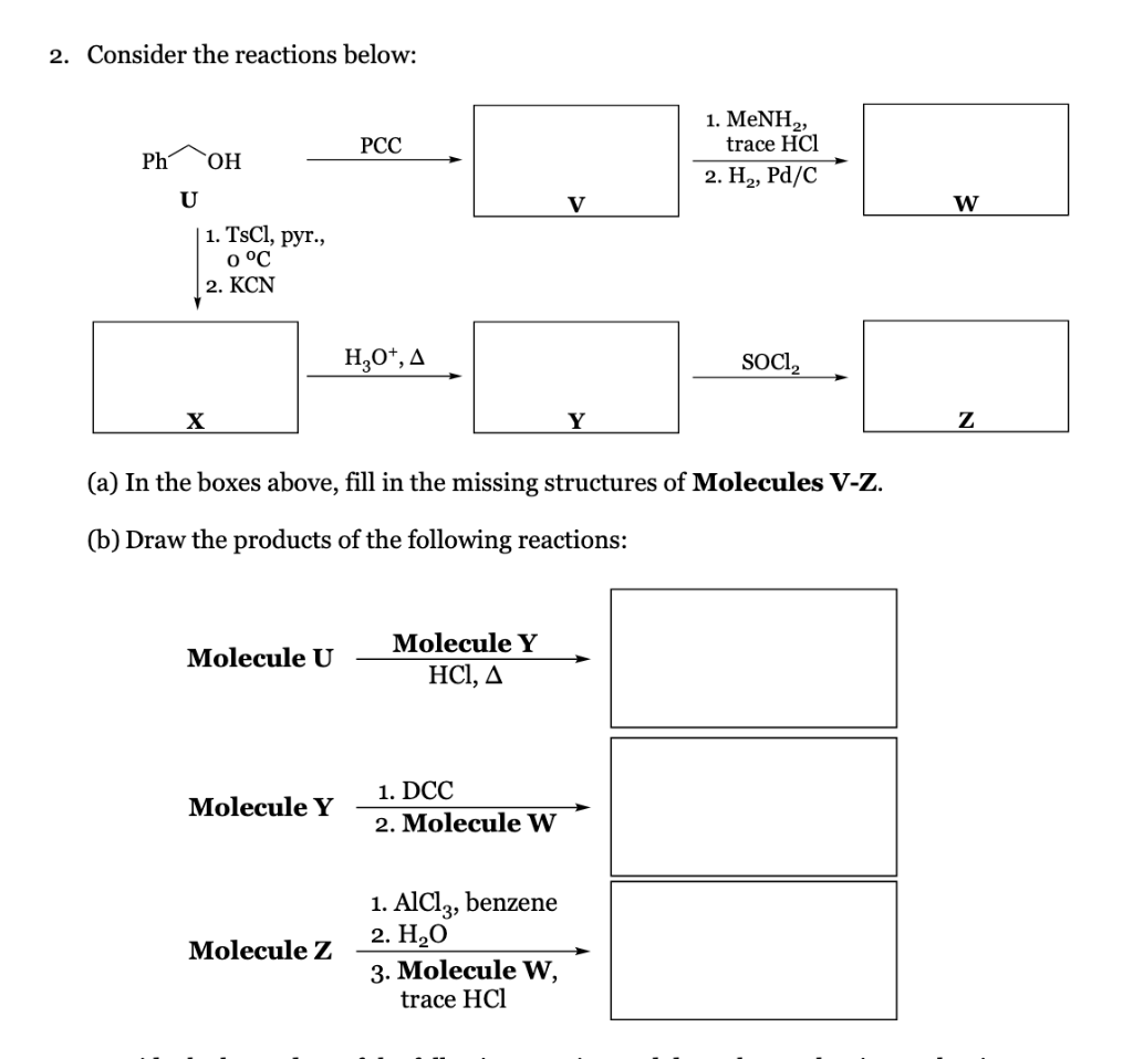 Solved 2. Consider the reactions below: (a) In the boxes | Chegg.com