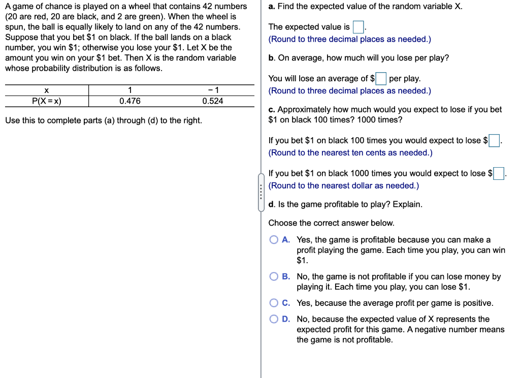 Solved A game of chance is played on a wheel that contains | Chegg.com