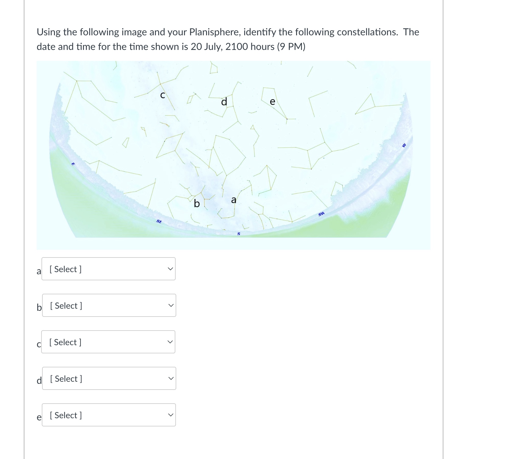 Solved Using the following image and your Planisphere, | Chegg.com