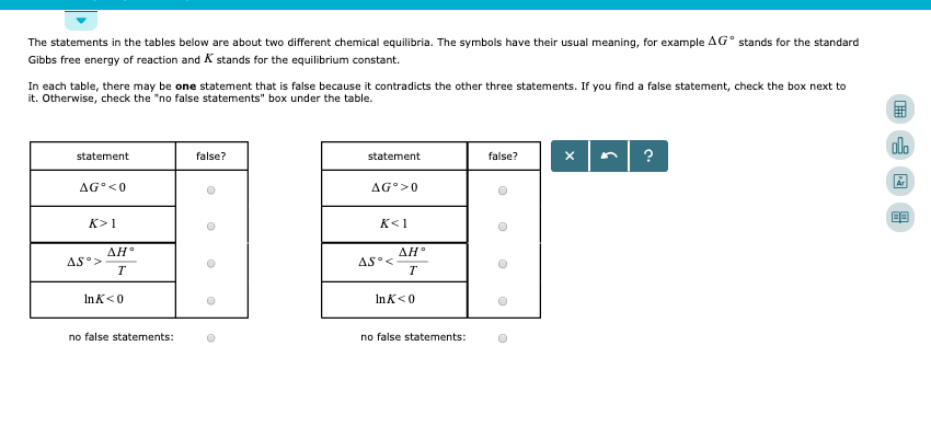 Solved The statements in the tables below are about two | Chegg.com