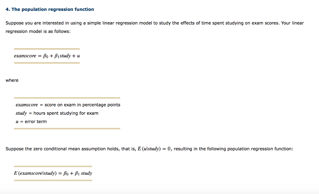 4. The population regression function Suppose you are | Chegg.com