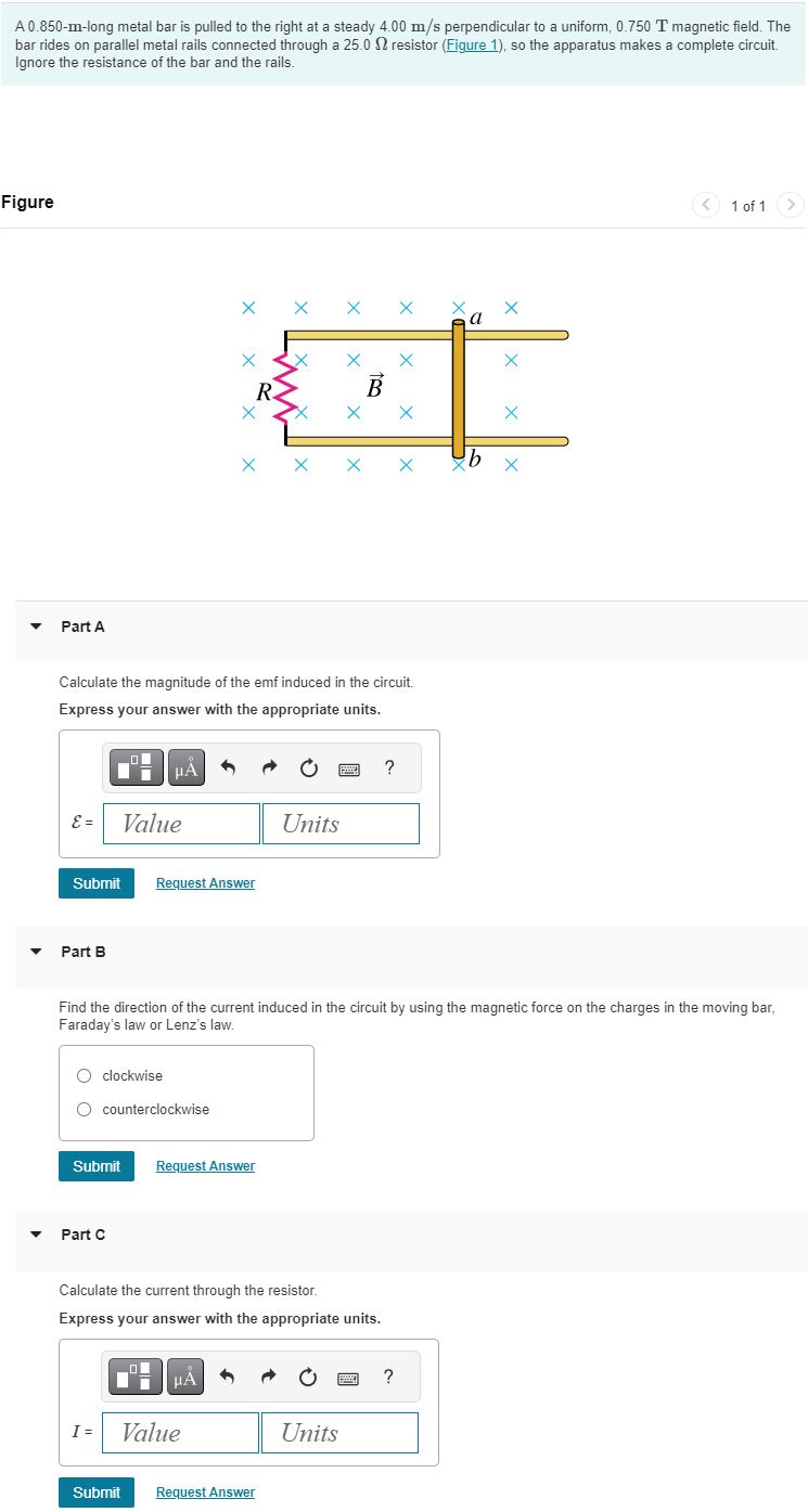 Solved bar rides on parallel metal rails connected through a | Chegg.com