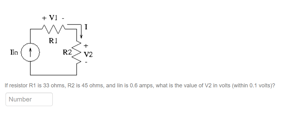 Solved If resistor R1 is 33 ohms, R2 is 45 ohms, and lin is | Chegg.com