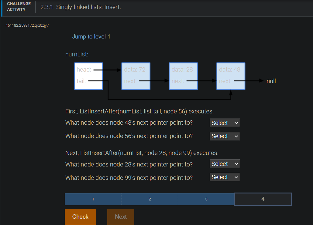 Solved First, ListInsertAfter(numList, list tail, node 56) | Chegg.com