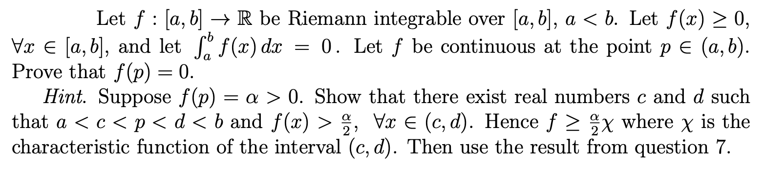 Solved = Let f : [a, b] → R be Riemann integrable over | Chegg.com
