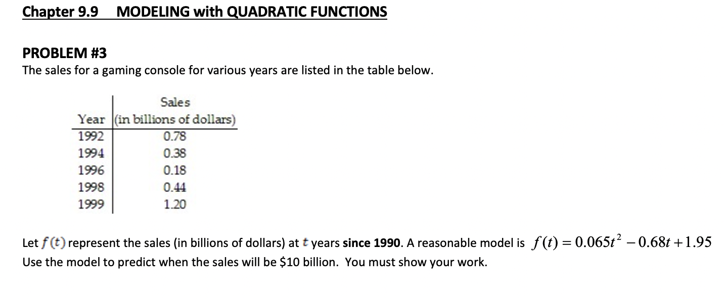 Solved Chapter 9.9 MODELING with QUADRATIC FUNCTIONS PROBLEM | Chegg.com