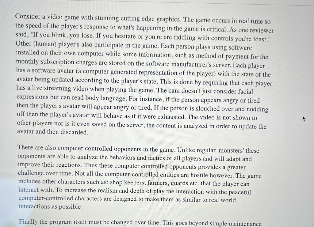 Solved Consider a video game with stunning cutting edge | Chegg.com