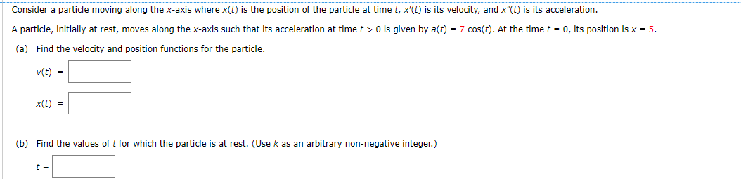 Solved Consider a particle moving along the x-axis where | Chegg.com