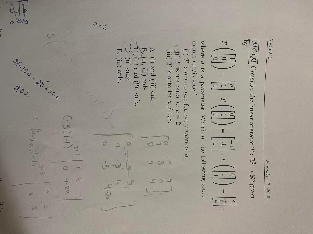 Solved MCQ3 Consider the linear operator T:R3→R3 given by | Chegg.com