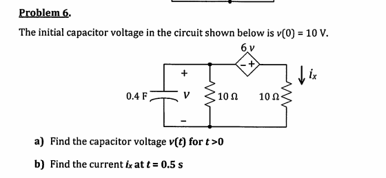 Solved Problem 6. The initial capacitor voltage in the | Chegg.com