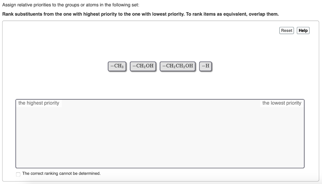 Solved Assign relative priorities to the groups or atoms in | Chegg.com