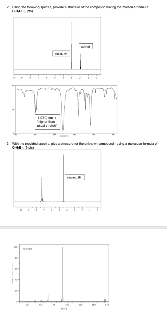 Solved Using the following spectra, provide a structure of | Chegg.com