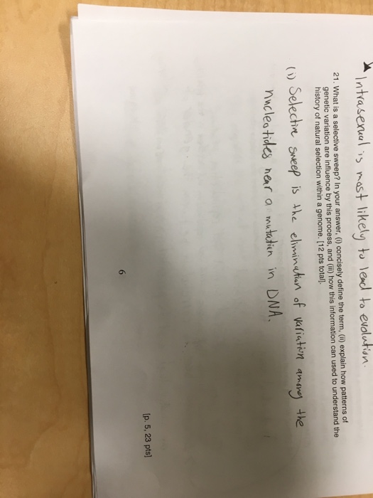 Solved What is a selective sweep? In your answer, (i) | Chegg.com