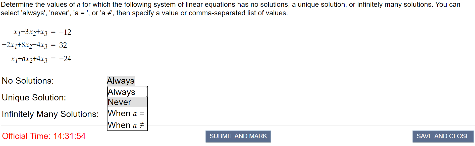 Solved Determine the values of a for which the following | Chegg.com