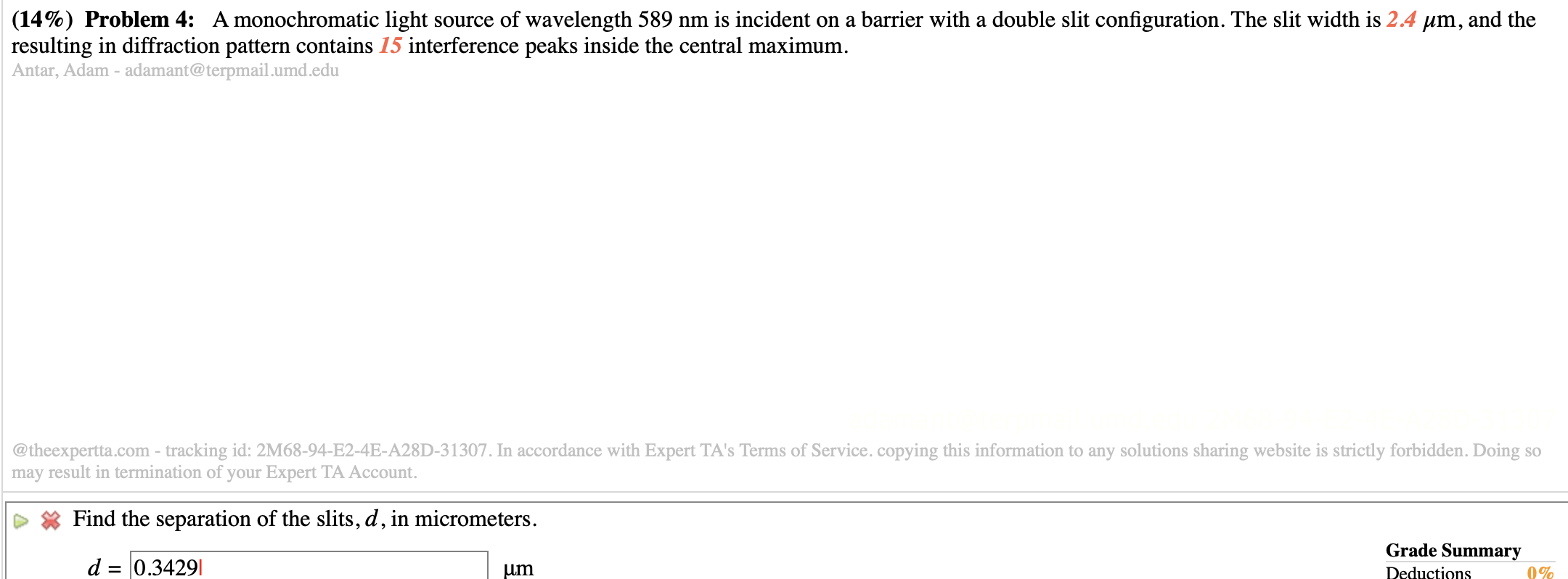 (14\%) Problem 4: A monochromatic light source of | Chegg.com
