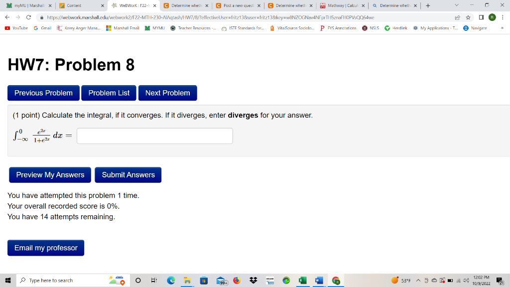 Solved (1 point) Calculate the integral, if it converges. If | Chegg.com Solved (1 point) Calculate the integral, if it converges. If | Chegg.com
