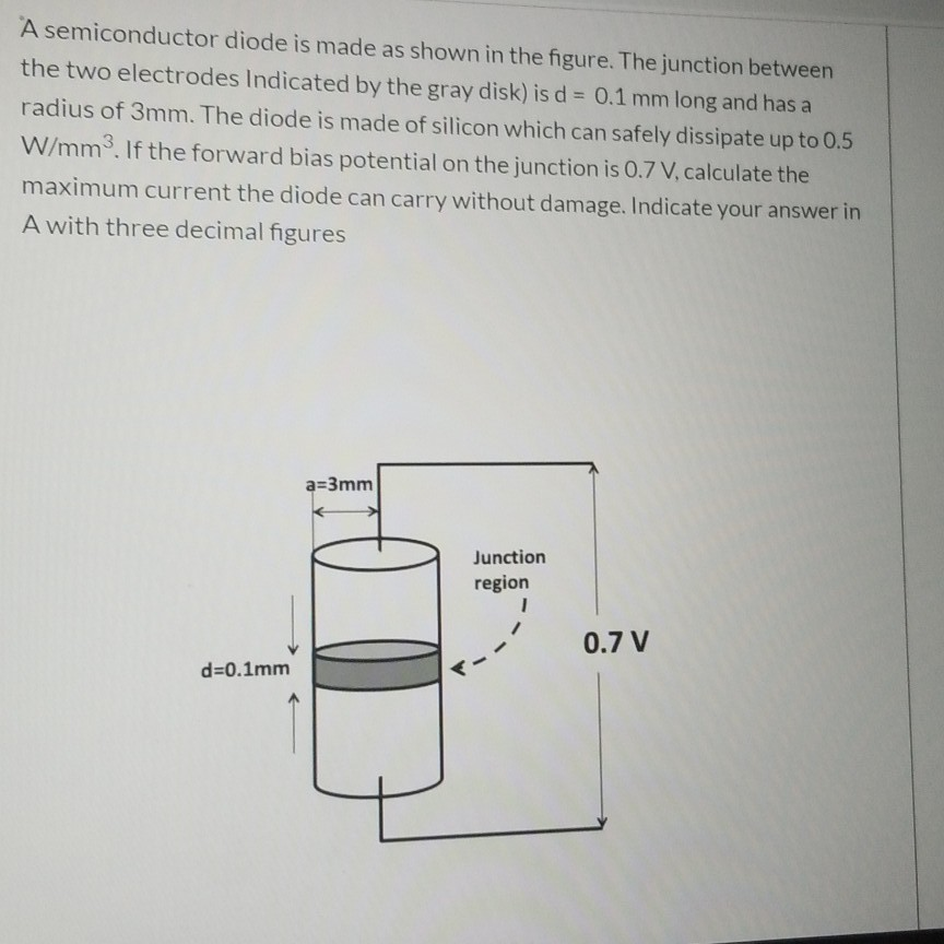 Solved A semiconductor diode is made as shown in the figure. | Chegg.com