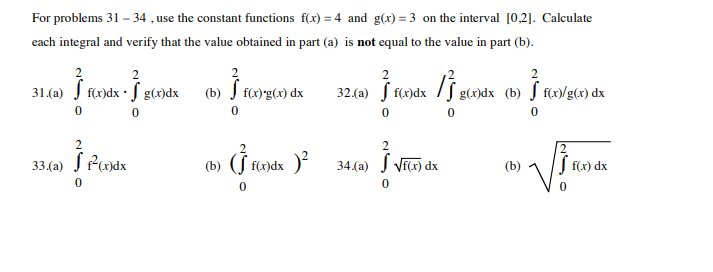 Solved For problems 31−34, use the constant functions f(x)=4 | Chegg.com
