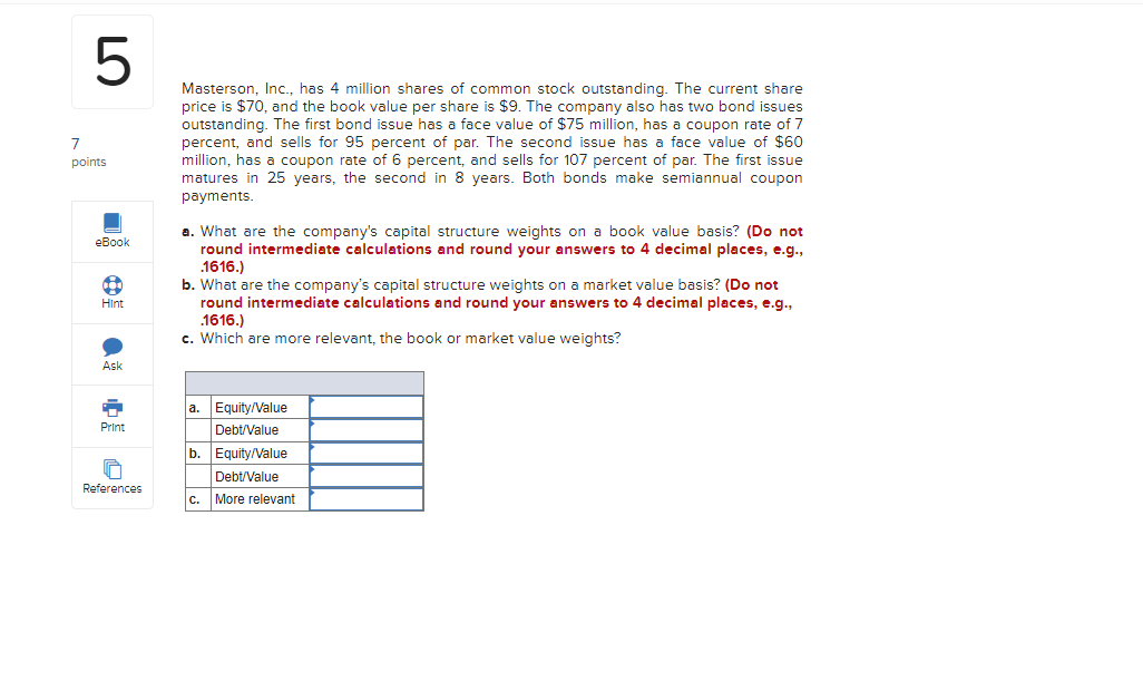 Solved LO 5 7 points eBook Hint Ask Print n References | Chegg.com