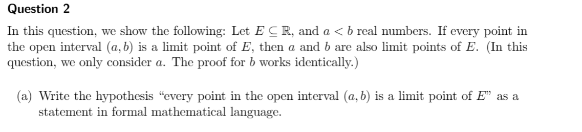Solved Let E ⊆ R, and a