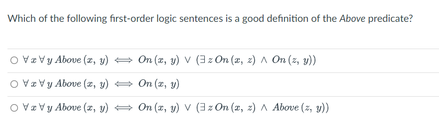 Solved Which of the following first-order logic sentences is | Chegg.com