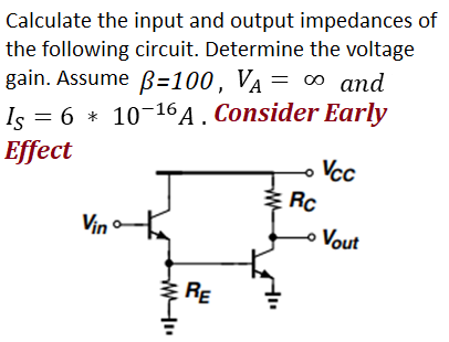 Solved Calculate the input and output impedances of the | Chegg.com